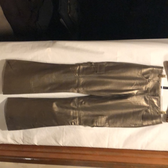 Cache | Pants & Jumpsuits | Cache Dark Gold Butter Leather Lined Cargo ...